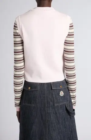 Moncler Floral Quilted Hybrid Puffer Sweater Vest