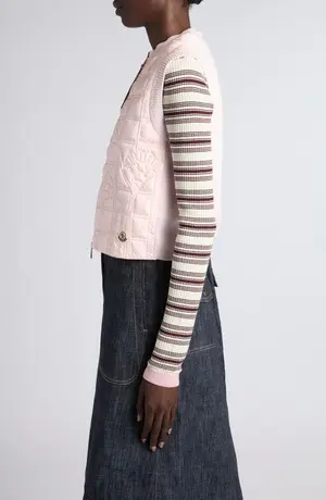 Moncler Floral Quilted Hybrid Puffer Sweater Vest