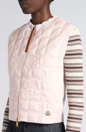 Moncler Floral Quilted Hybrid Puffer Sweater Vest