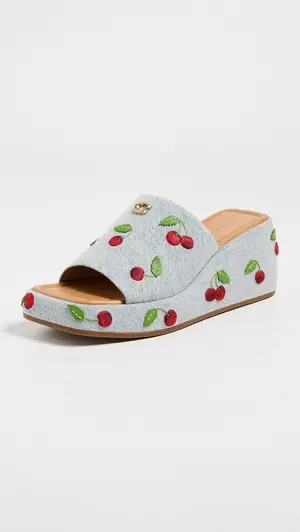 COACH Marie Platform Slide Sandals - Denim Multi