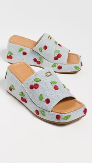 COACH Marie Platform Slide Sandals - Denim Multi