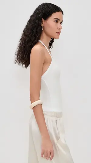 Enza Costa Ribbed Halter Tank - White