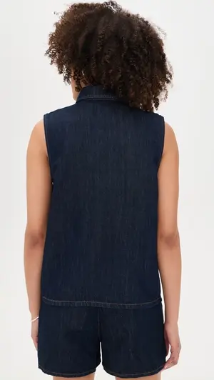 7 For All Mankind Sleeveless Denim Shirt