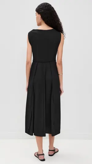 Theory Draped Sleeveless Midi Dress - Black