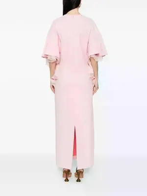 Alberta Ferretti Ruffled V-neck Dress - Pink