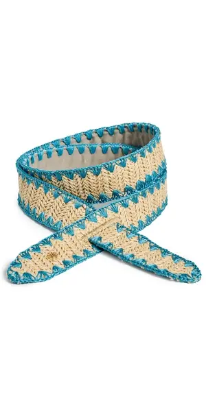 Lele Sadoughi Adjustable Raffia Knot Belt - Turquoise