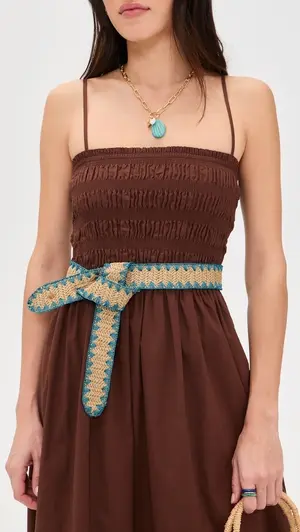 Lele Sadoughi Adjustable Raffia Knot Belt