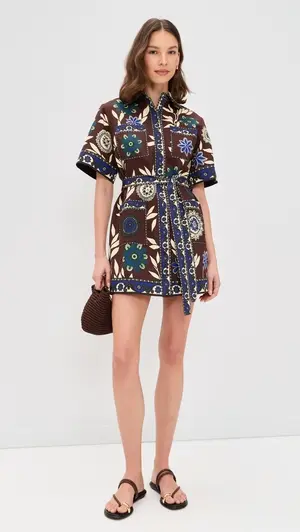 ALEMAIS Jasper Mini Shirt Dress - Chocolate