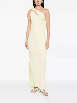 Coperni Asymmetric Floral-appliqué Maxi Dress - Yellow