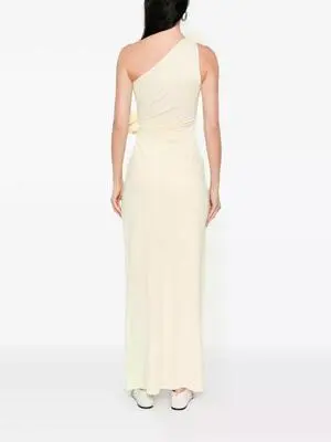 Coperni Asymmetric Floral-appliqué Maxi Dress - Yellow
