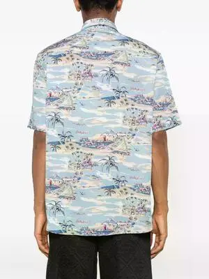 7 For All Mankind Patterned Short Sleeve Shirt - Blue