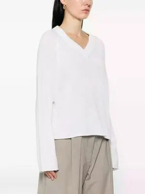 ALLUDE V-neck Sweater - White