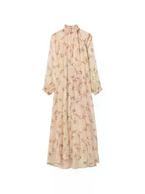 La DoubleJ Cerere Printed Silk Chiffon Maxi Dress - Neutrals