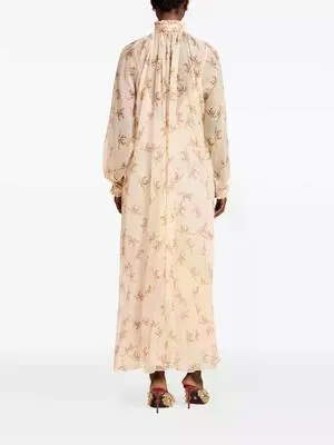 La DoubleJ Cerere Printed Silk Chiffon Maxi Dress - Neutrals