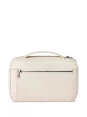 Brunello Cucinelli Fine Grain Leather Travel Beauty Case - Neutrals