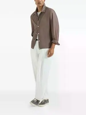 Brunello Cucinelli Bonded Silk Unlined Outerwear Jacket - Brown