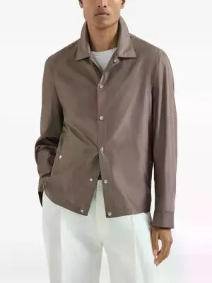 Brunello Cucinelli Bonded Silk Unlined Outerwear Jacket - Brown