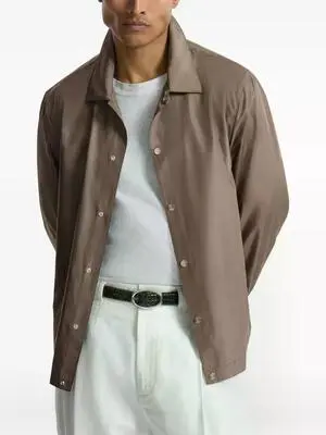 Brunello Cucinelli Bonded Silk Unlined Outerwear Jacket - Brown