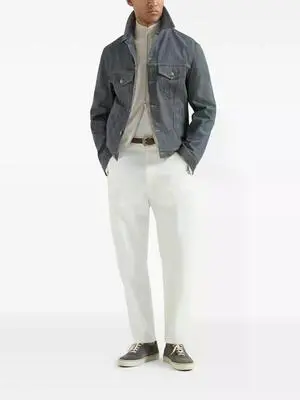 Brunello Cucinelli Cashmere Zip-up Cardigan With High Rib-knit Collar - Neutrals