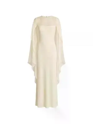 Alberta Ferretti Sleeveless Sheer Overlay Maxi Dress - Neutrals