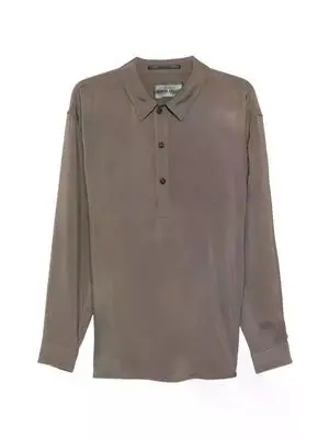 Giorgio Armani Buttoned Long-sleeve Polo Shirt - Brown