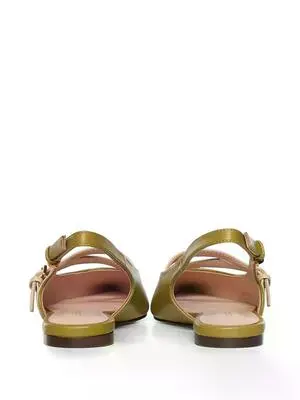 COCCINELLE Strappy Pointed Leather Flats - Green