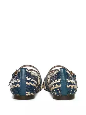 COCCINELLE Risako Woven-design Strappy Ballet Flats - Blue