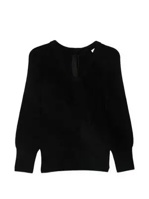 Carven V-neck Long Sleeve Sweater - Black