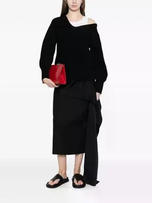 Carven V-neck Long Sleeve Sweater - Black