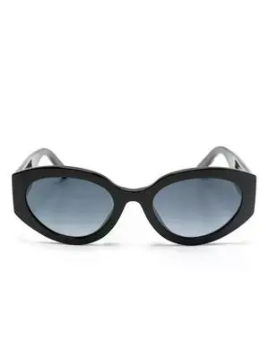 Marc Jacobs Embossed-logo Oval-frame Sunglasses - Black