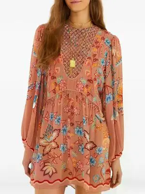 Farm Rio Floral-print Blouse - Orange