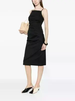 Marella Draped Midi Dress - Black