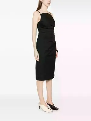Marella Draped Midi Dress - Black