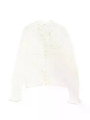 Ba&sh Ruffled Crochet Knit Cardigan - Neutrals