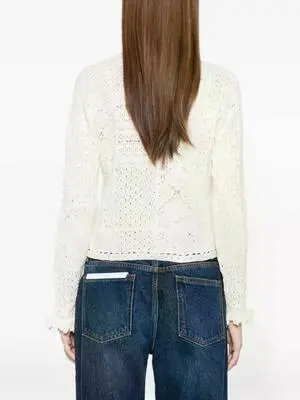 Ba&sh Ruffled Crochet Knit Cardigan - Neutrals