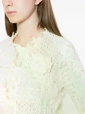 Ba&sh Ruffled Crochet Knit Cardigan - Neutrals