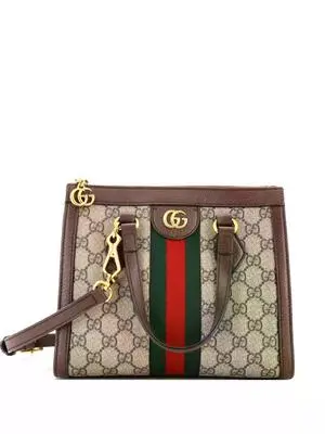 Gucci Ophidia Top Handle Gg Coated Canvas Small Tote Bag - Brown