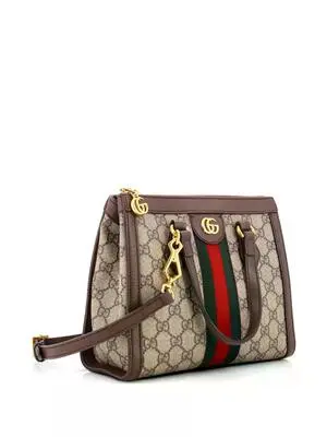 Gucci Ophidia Top Handle Gg Coated Canvas Small Tote Bag - Brown