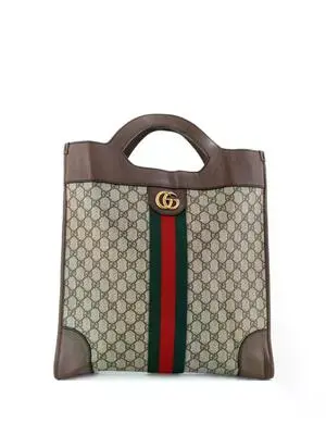 Gucci Ophidia Cut Out Handle Large Satchel - Brown