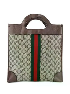 Gucci Ophidia Cut Out Handle Large Satchel - Brown