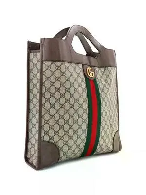 Gucci Ophidia Cut Out Handle Large Satchel - Brown
