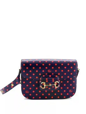 Gucci Horsebit 1955 Printed Leather Small Shoulder Bag - Blue