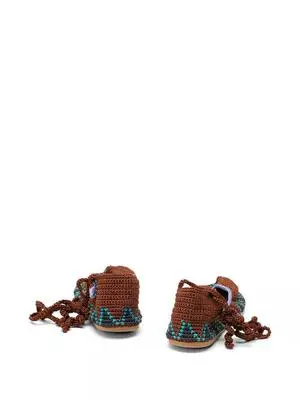 KASHURA High Crochet Ballet Flats - Brown