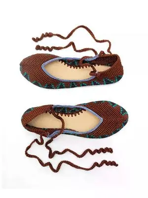 KASHURA High Crochet Ballet Flats - Brown