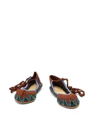 KASHURA High Crochet Ballet Flats - Brown