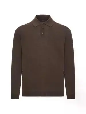 ZANONE Long-sleeve Button Polo Shirt - Brown
