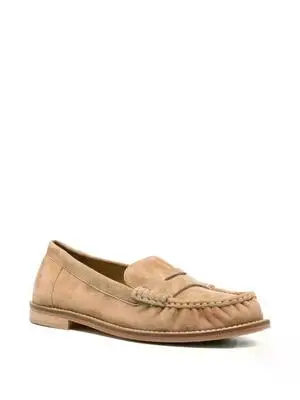 JULIE DEE Penny-strap Suede Loafers - Neutrals