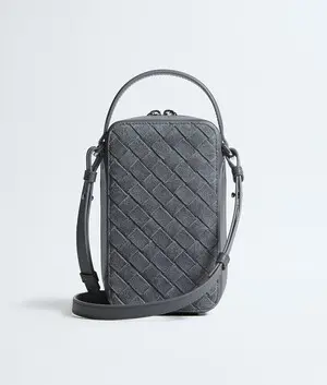 Bottega Veneta Intrecciato Denim Suede Leather Phone Pouch - Cloudy Indigo/shadow