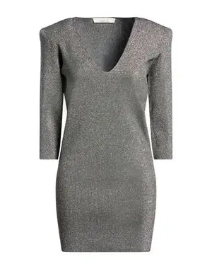 Liviana Conti Mini Knitted Bodycon Dress - Silver
