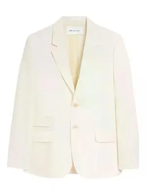 Ami Blended Linen Single Breasted Straight Jacket - Neutrals